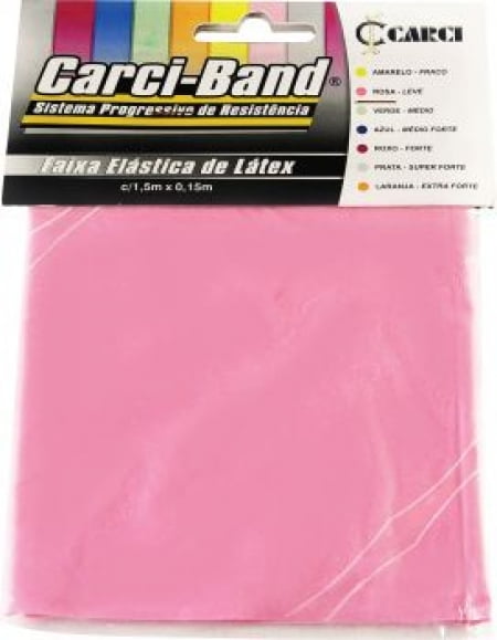 FAIXA ELÁSTICA PARA FISIOTERAPIA EXERCÍCIOS CARCI BAND ROSA LEVE 1,50M