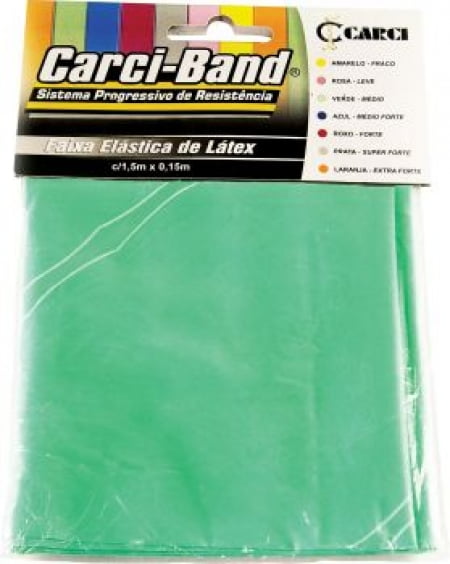 FAIXA ELÁSTICA PARA FISIOTERAPIA EXERCÍCIOS CARCI BAND VERDE MEDIO 46 ...